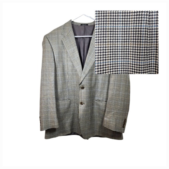 Chaps | Suits & Blazers | Chaps Mens 44r Sport Coat 0 Silk Houndstooth Black Blue | Poshmark